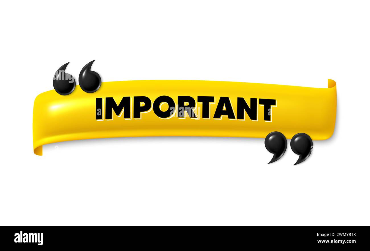 Important message. Information notice sign. 3d ribbon banner. Vector ...
