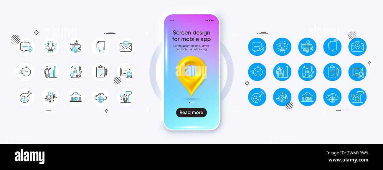 Clipboard, Painter and Teamwork question line icons. For web app ...