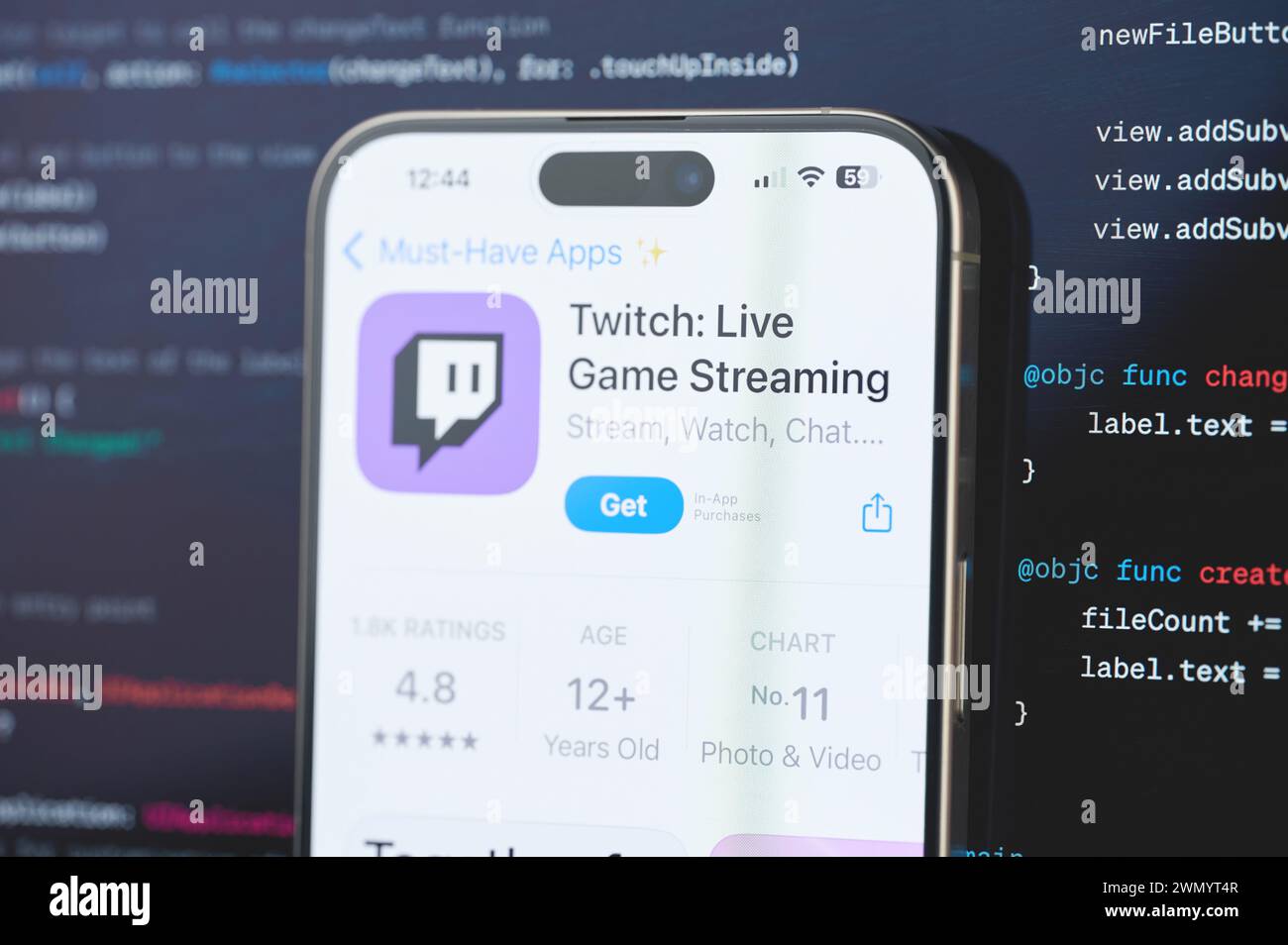 New York, USA - February 23, 2024: Twitch on iphone screen in blurred ...