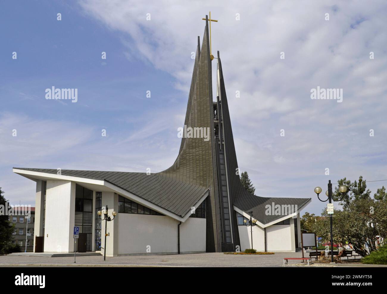 St Wenceslas church (architect Ludvik Kolek) in Breclav, Southern Moravia, Czech Republic Stock ...