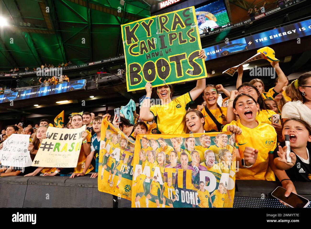 Fans celebrate after the Australian Women's Paris 2024 Olympic ...