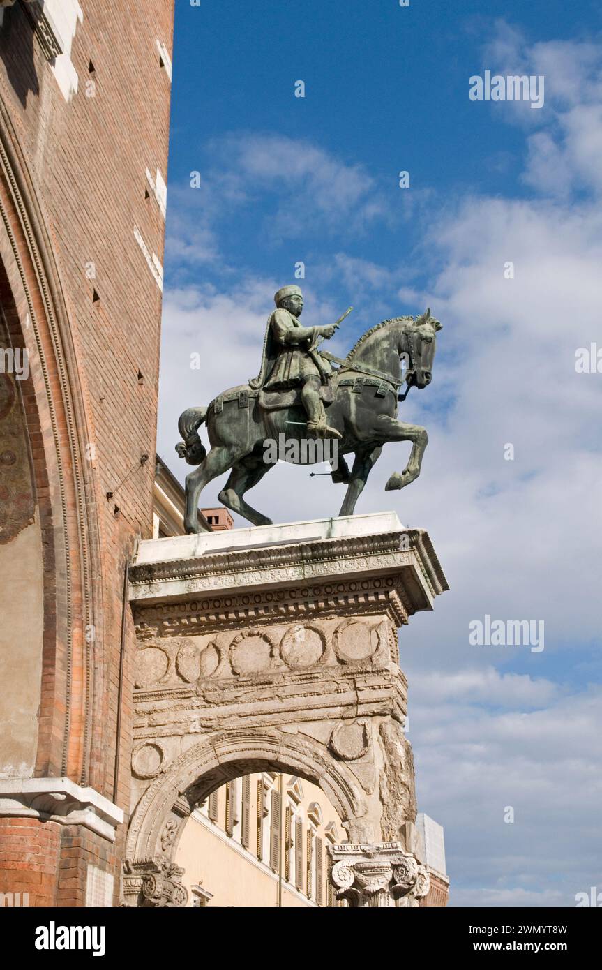 Equestrian sculpture of Marquis Niccolo III d'Este at Municipal Palace ...
