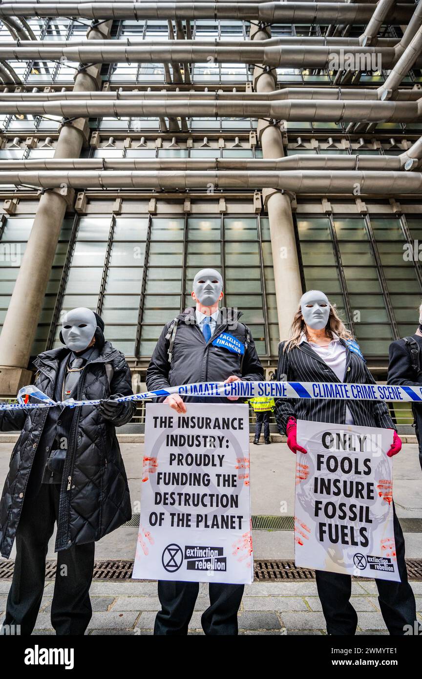 London, UK. 28th Feb, 2024. At Lloyds of London the protesters ...