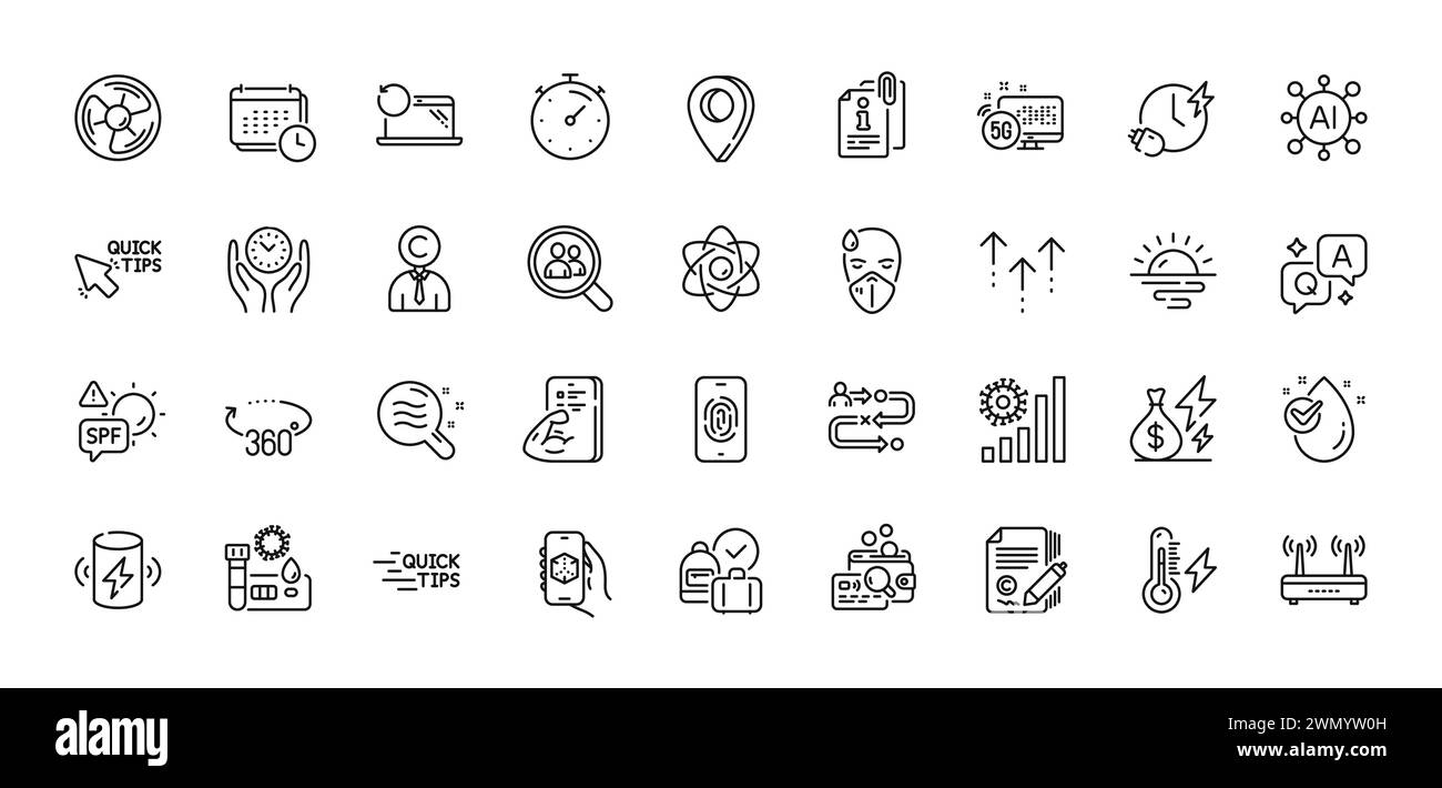 Swipe up, Inspect and Charging time line icons pack. For web app. Line icons. Vector Stock ...