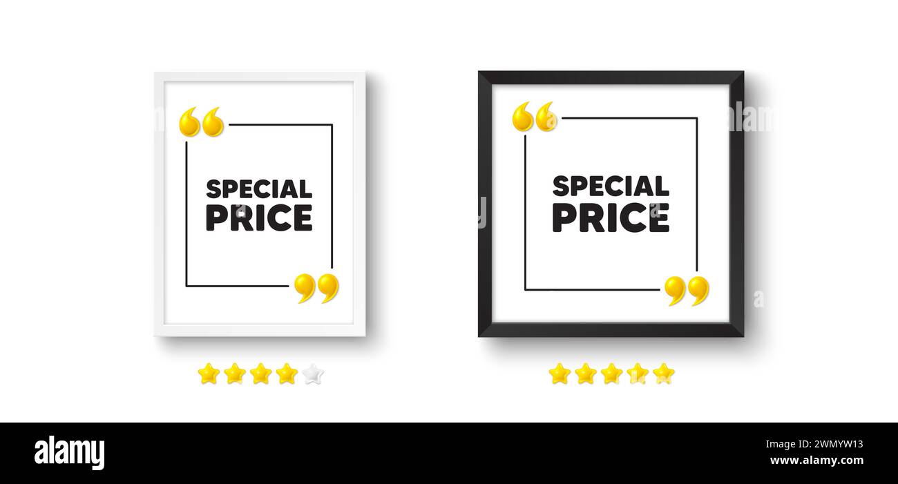 Special price symbol. Sale sign. Photo frame with 3d quotation icon ...