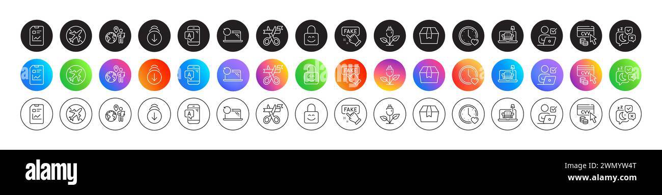 Cut ribbon, Airplane mode and Online voting line icons. For web app ...