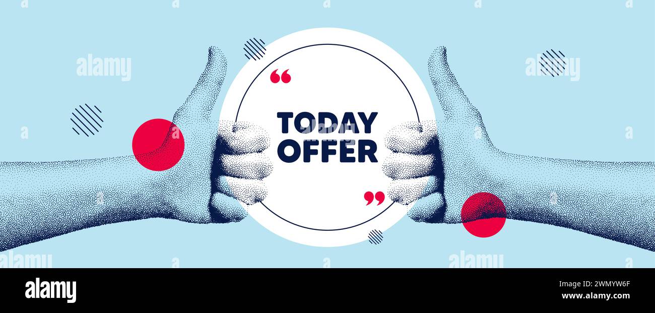 Today offer symbol. Special sale price sign. Hands showing thumb up ...