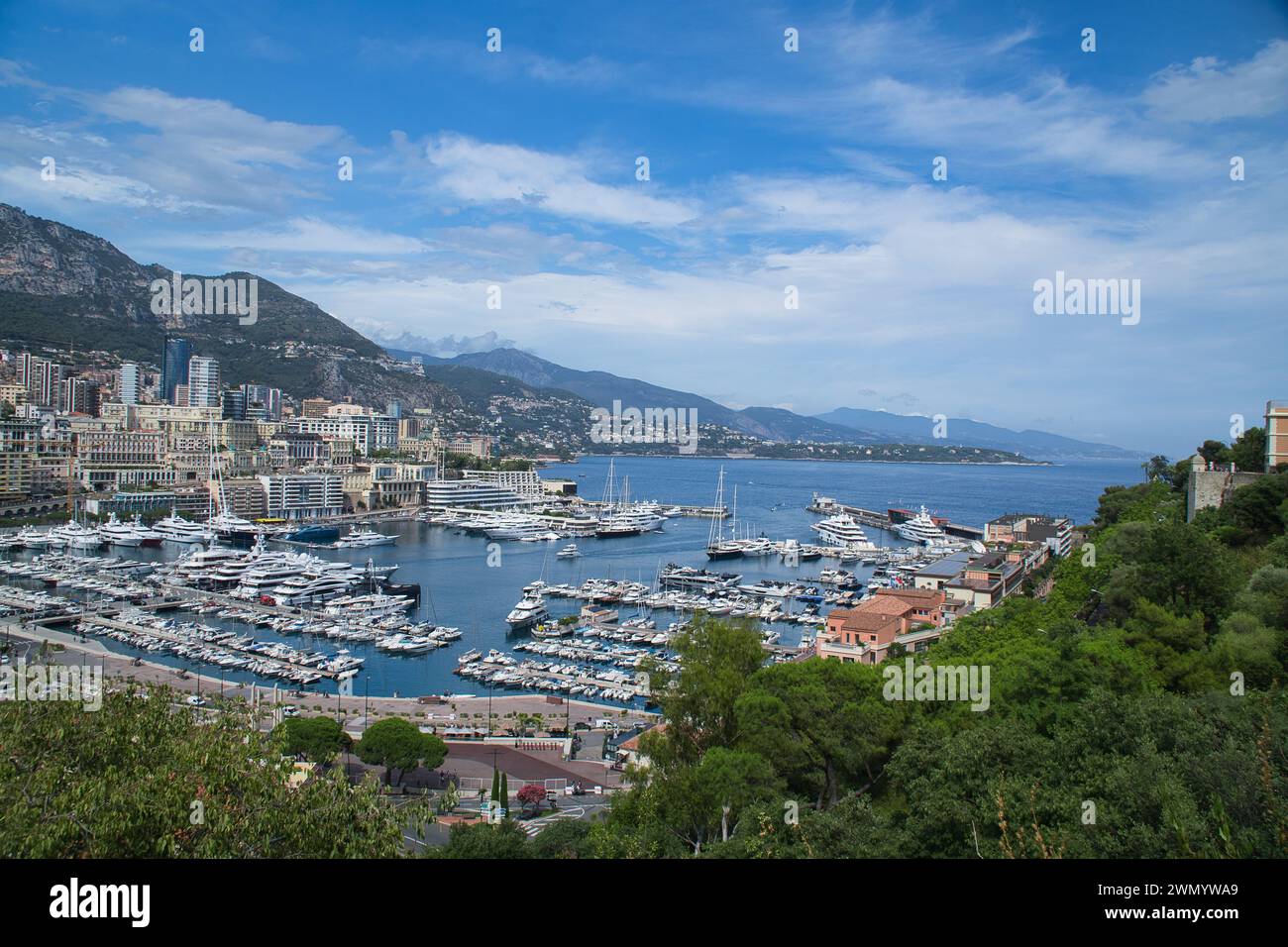 Monte Carlo,Monaco- August 3,2021: A beautiful panoramic view of bay in ...