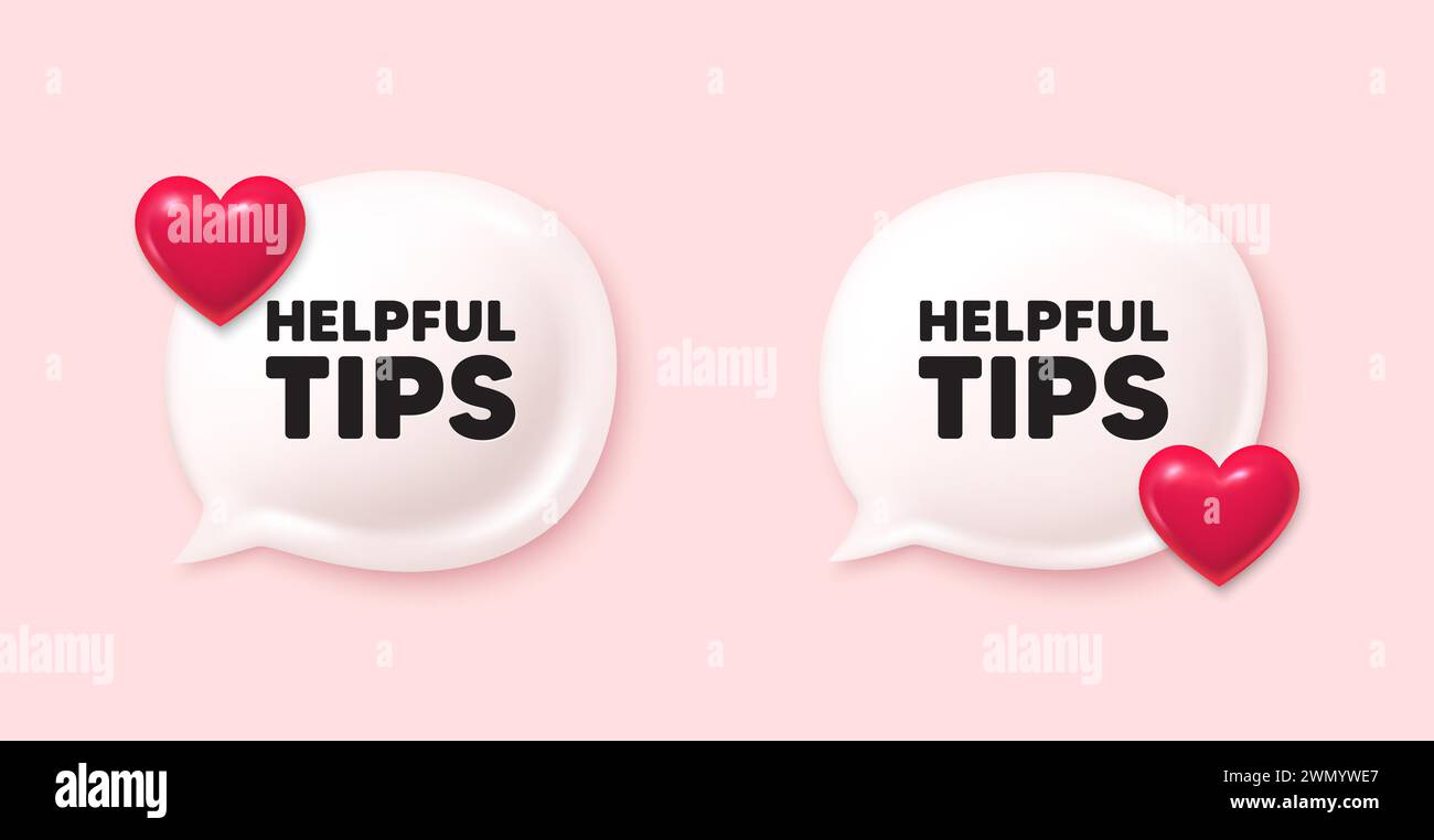 Helpful tips symbol. Education faq sign. Chat speech bubble 3d icons ...