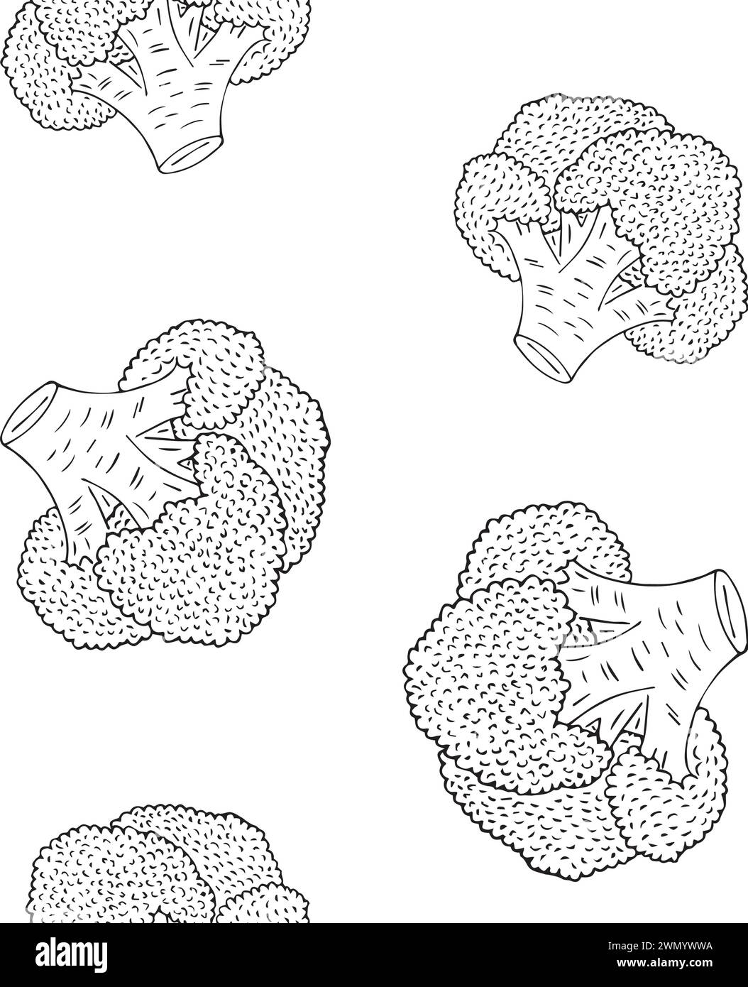 Vector seamless pattern of hand drawn sketch doodle broccoli isolated ...