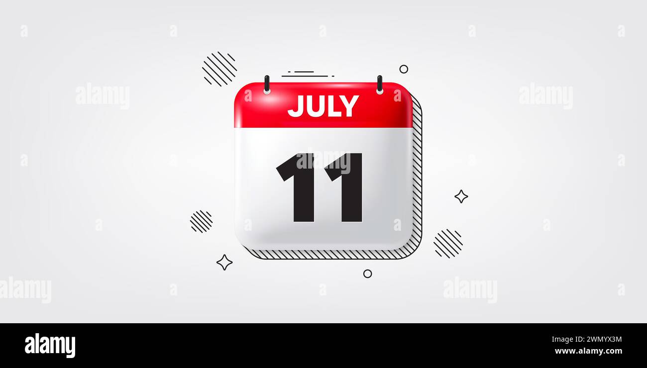 11th day of the month icon. Event schedule date. Calendar date of July ...