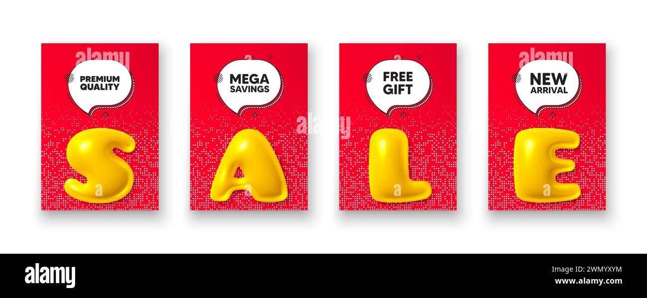 Premium quality tag. High product sign. Poster templates with 3d sale ...