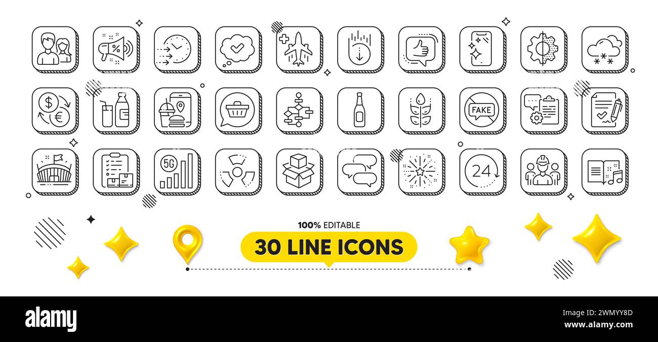 Block diagram, Transform and Talk bubble line icons pack. For web app ...