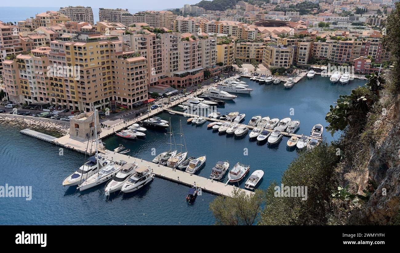 Monte Carlo,Monaco- August 3,2021: A beautiful panoramic view of bay in ...