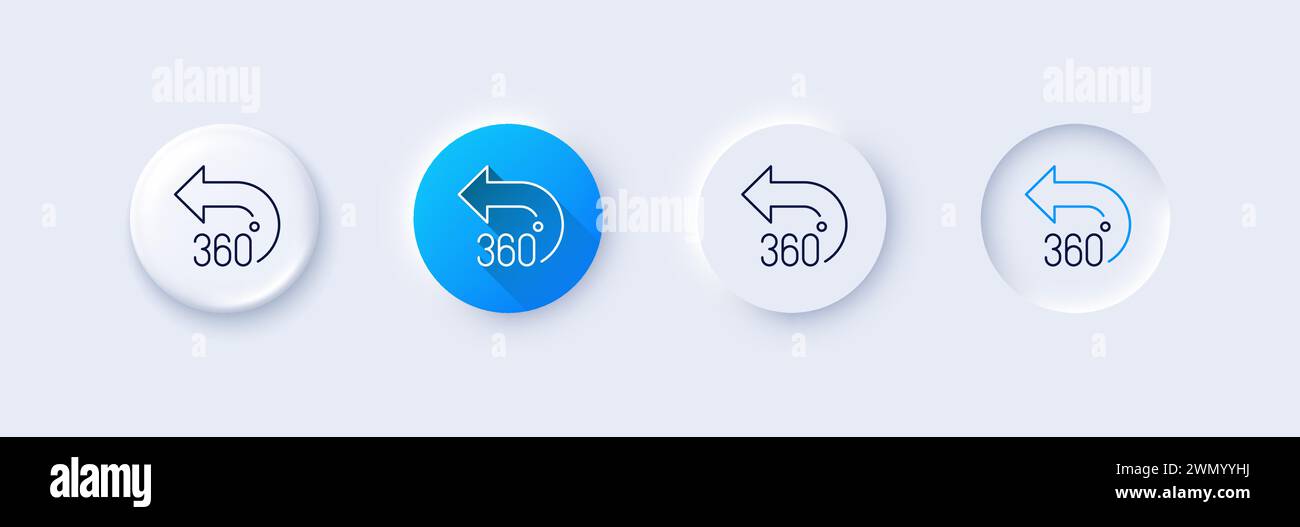 360 degrees line icon. VR simulation sign. Panoramic view. Line icons ...
