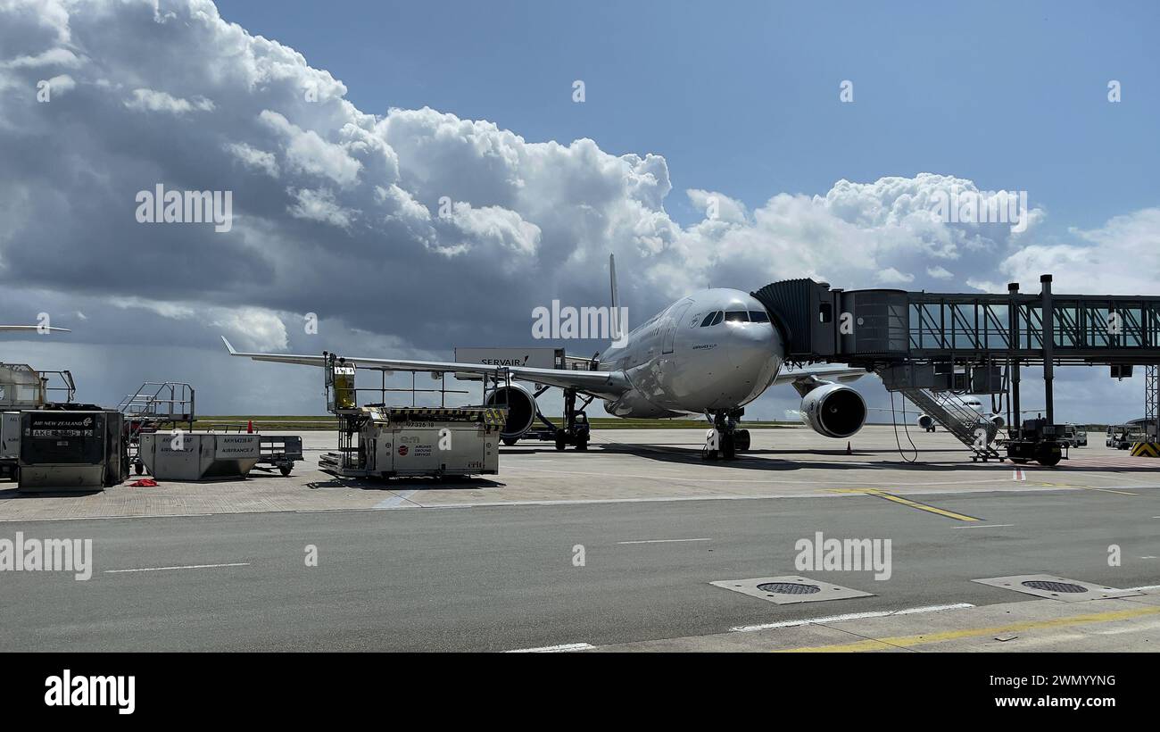Paris,France- August 8,2021: airplane at Charles deGull airport ready ...