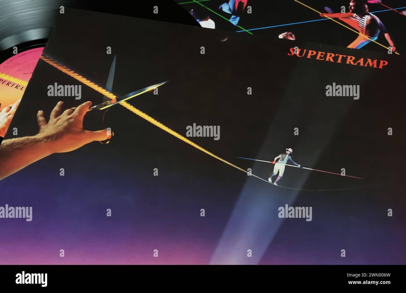 Viersen, Germany - January 9. 2024: Closeup of Supertramp band vinyl ...