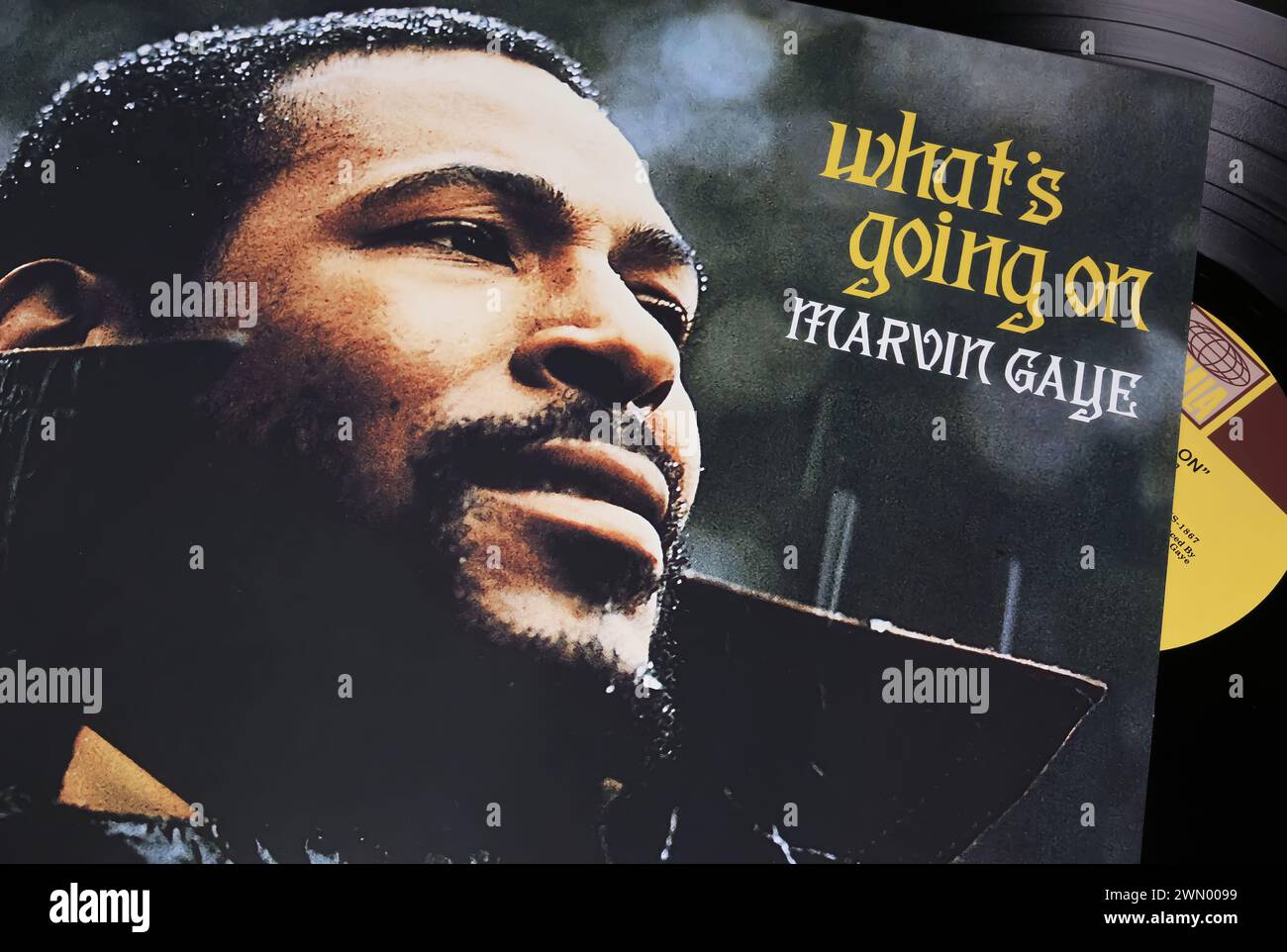 Viersen, Germany - January 9. 2024: Closeup of singer Marvin Gaye vinyl ...