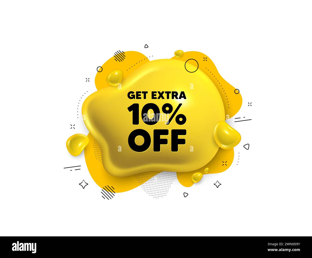 Get Extra 10 percent off sale. Discount offer sign. Abstract liquid 3d ...