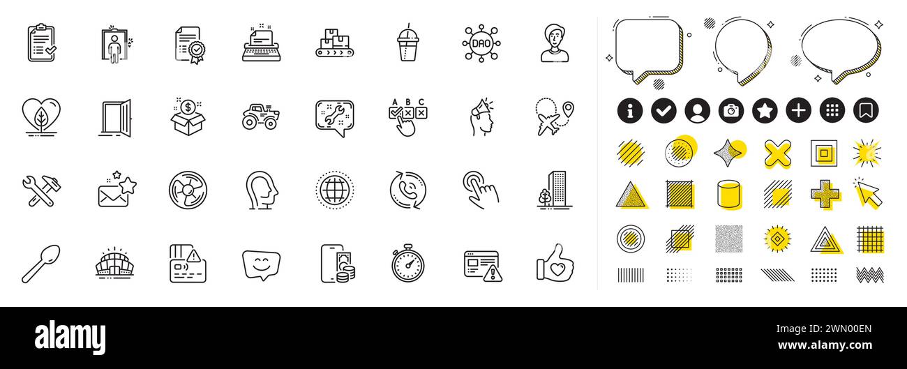 Set of Local grown, Call center and Arena stadium line icons for web ...