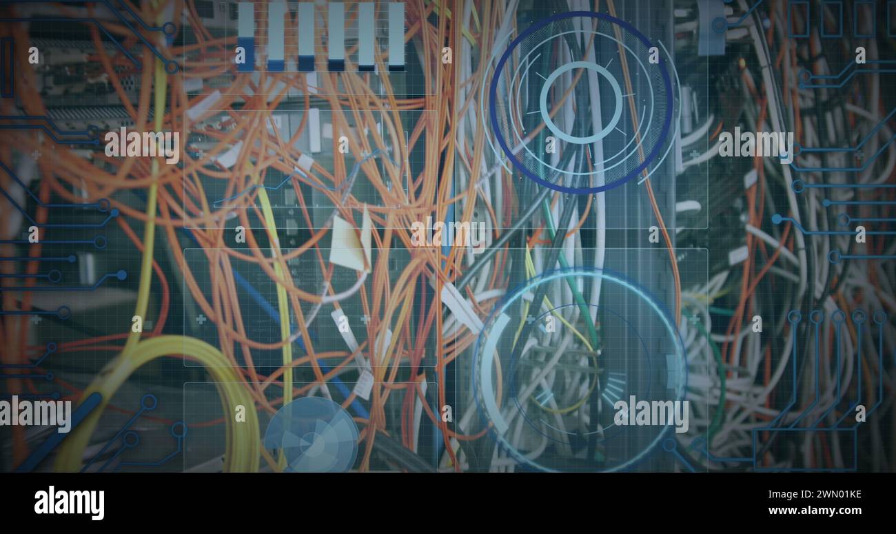 Image of data processing over computer wires Stock Photo - Alamy