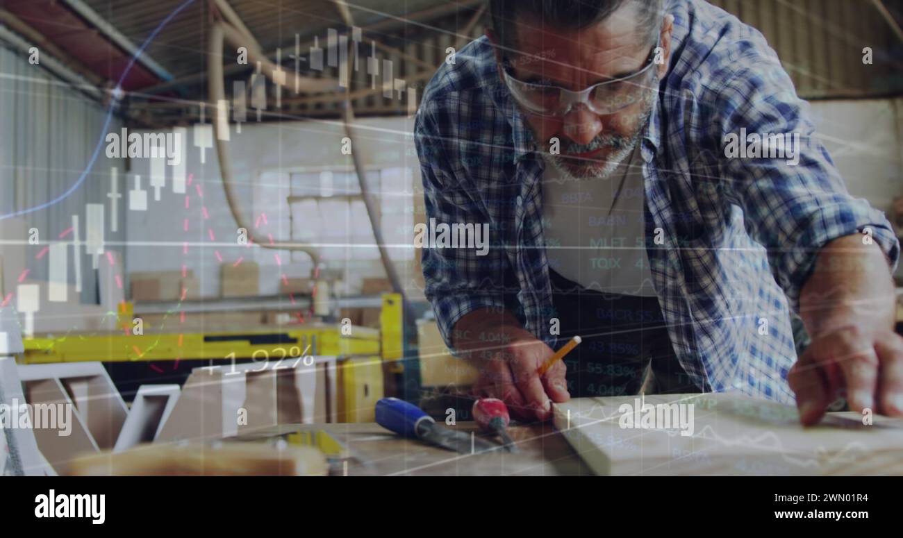 Image of statistics and data processing on grey background Stock Photo ...