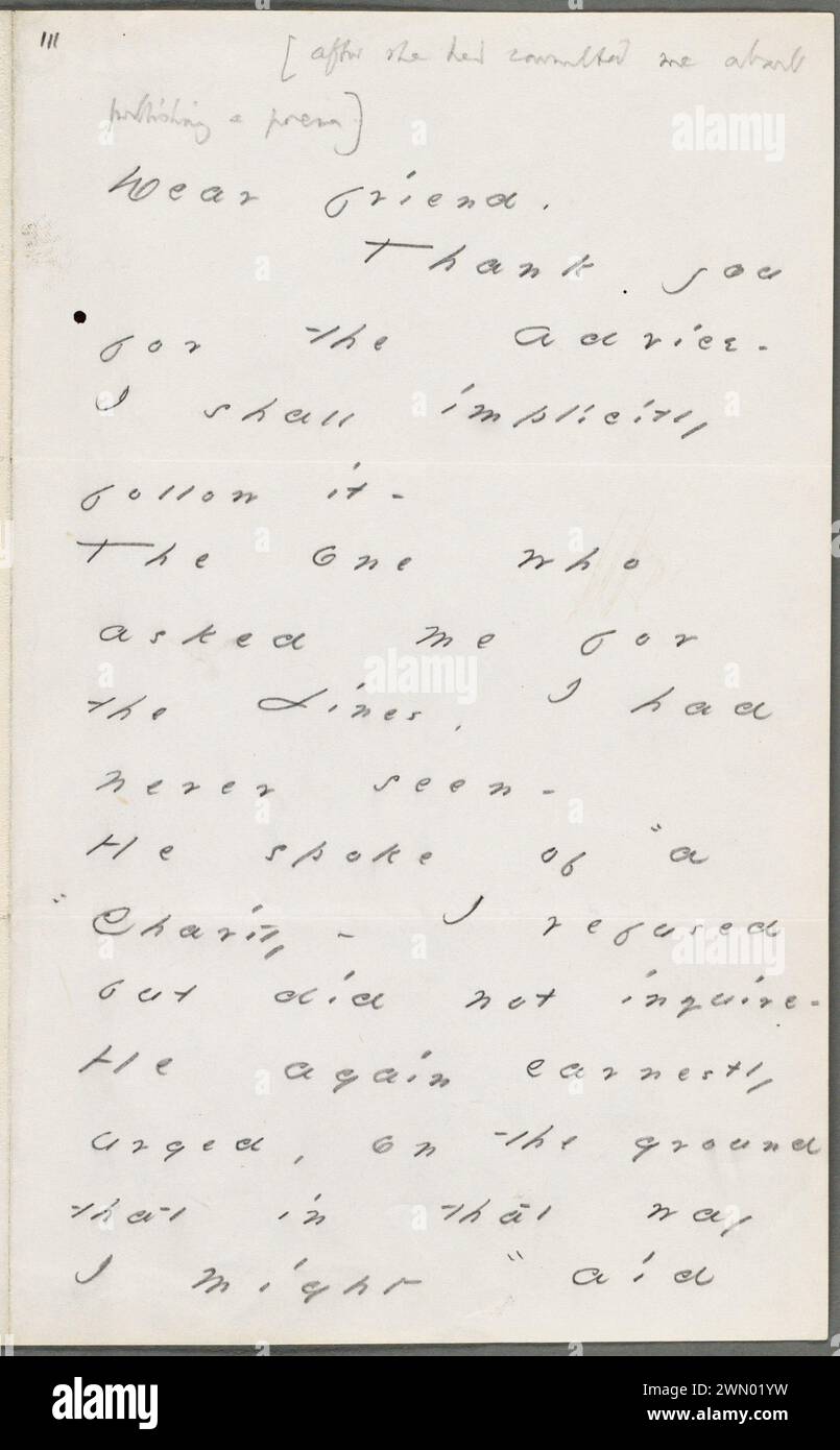 Your Scholar (Emily Dickinson), Amherst, Mass., autograph letter signed ...