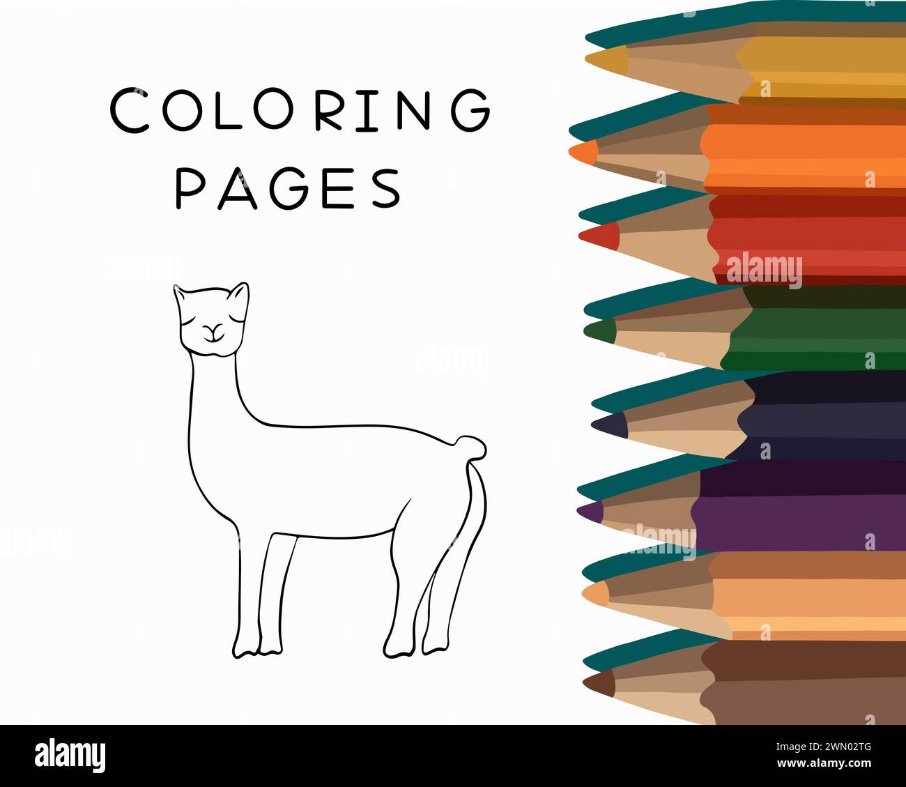 Vector isolated illustration of llama coloring page. Coloring book for ...