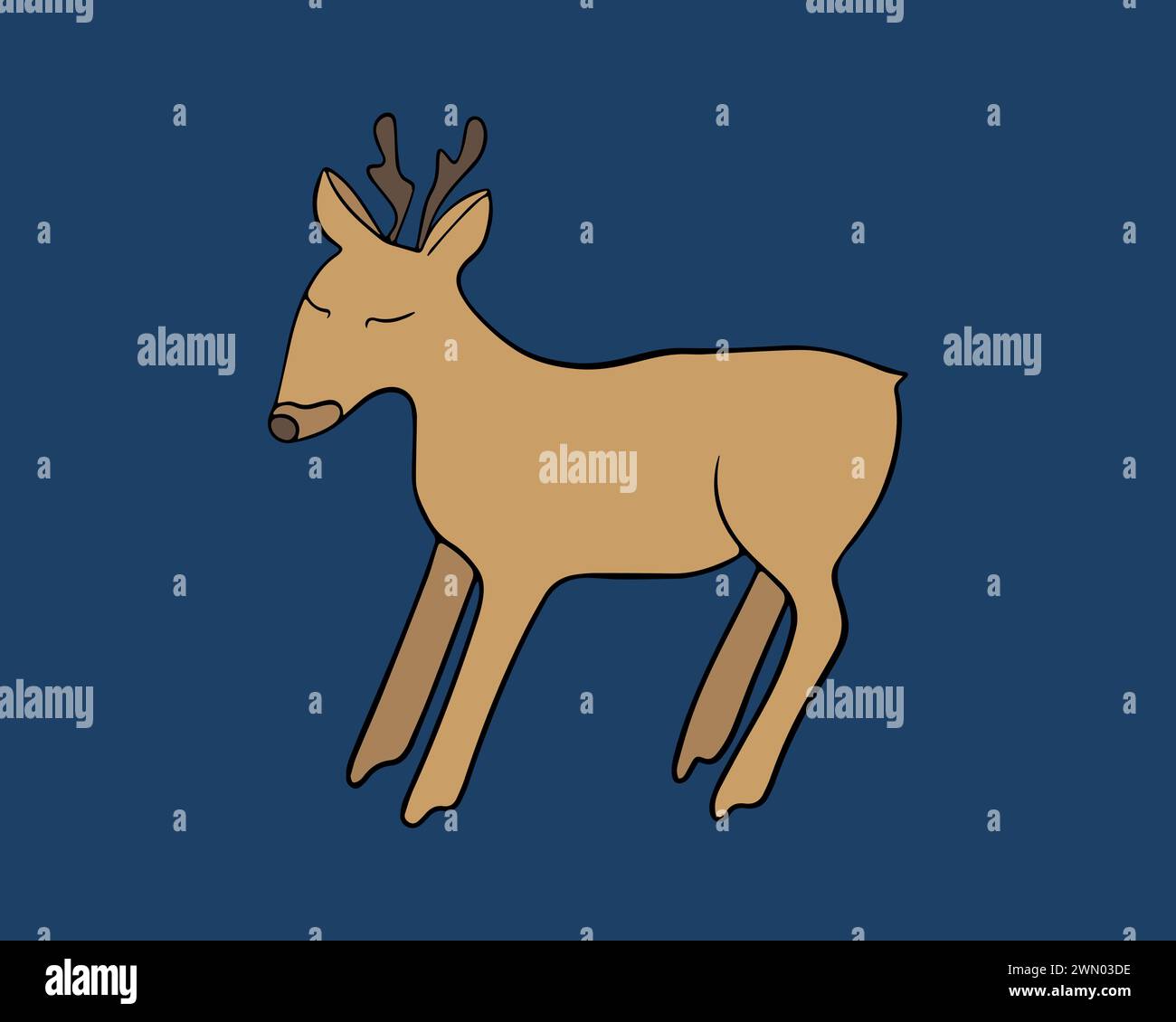 Vector isolated illustration of a roe deer animal Stock Vector Image ...
