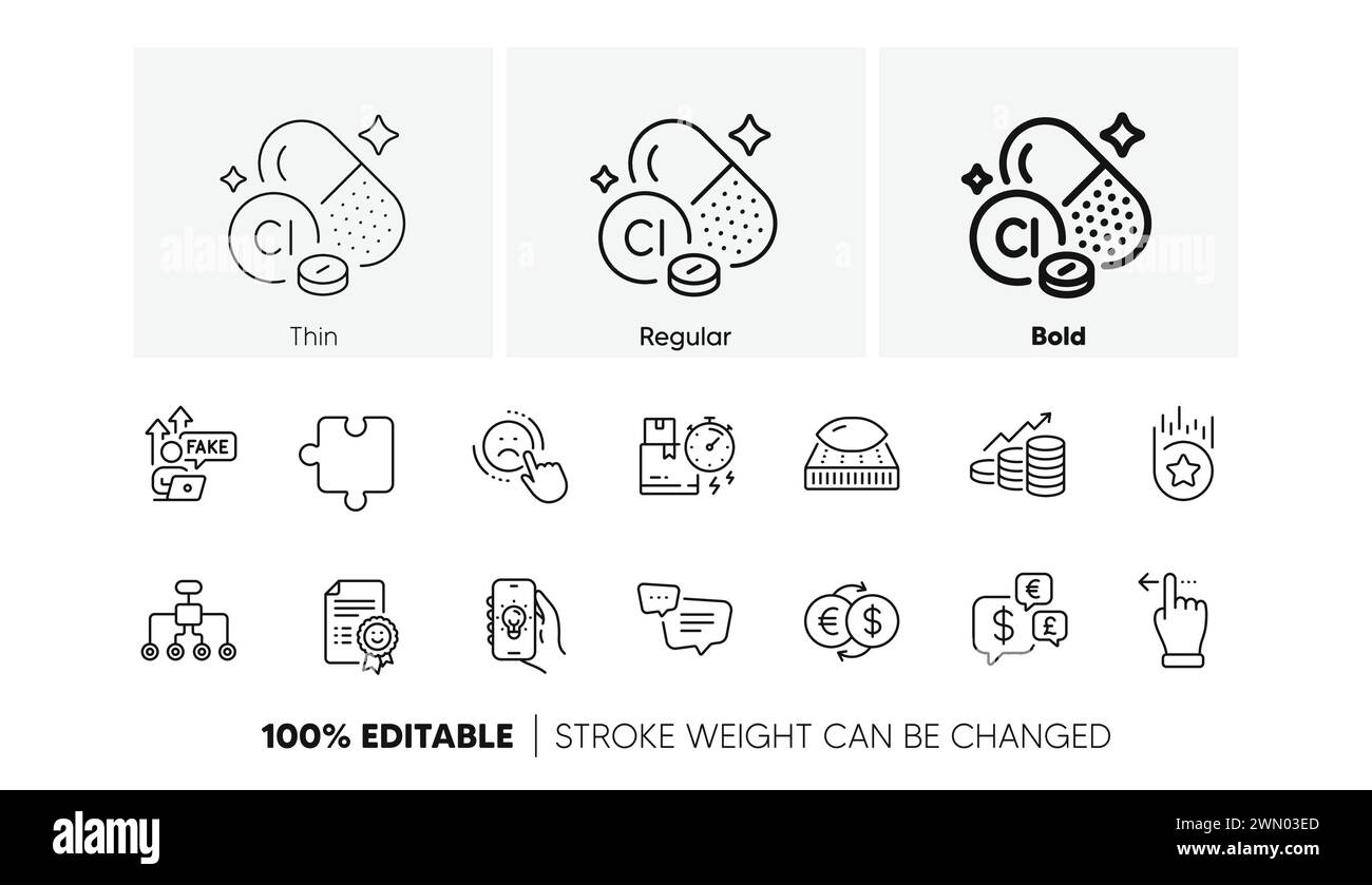 Delivery time, Mattress and Touchscreen gesture line icons. For web app, printing. Line icons ...