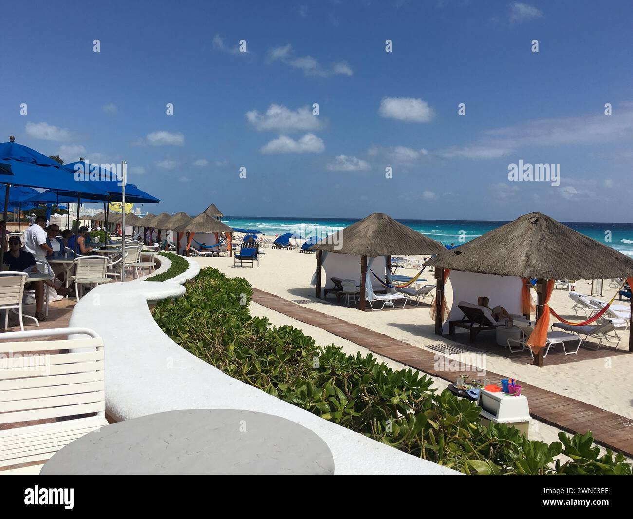 Cancun, Mexico- February 20,2016: Tourists relaxing and enjoying the ...