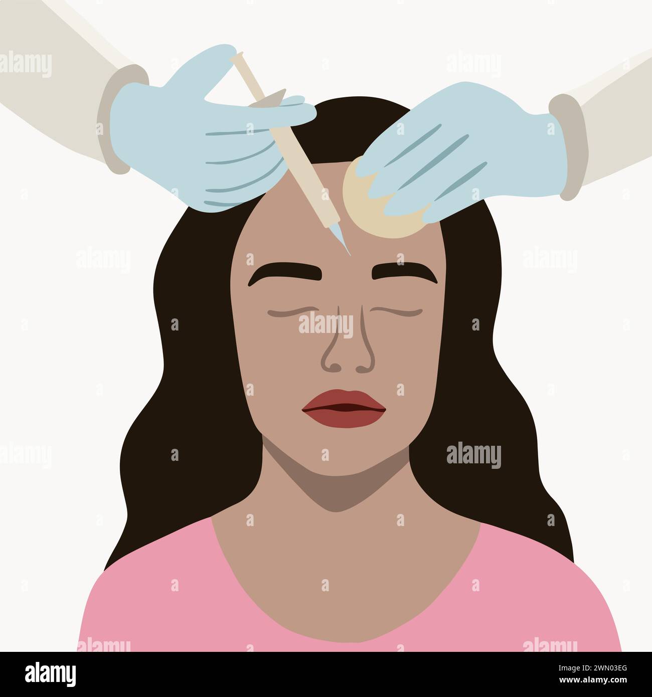 Vector isolated illustration of a white woman receiving rejuvenating ...