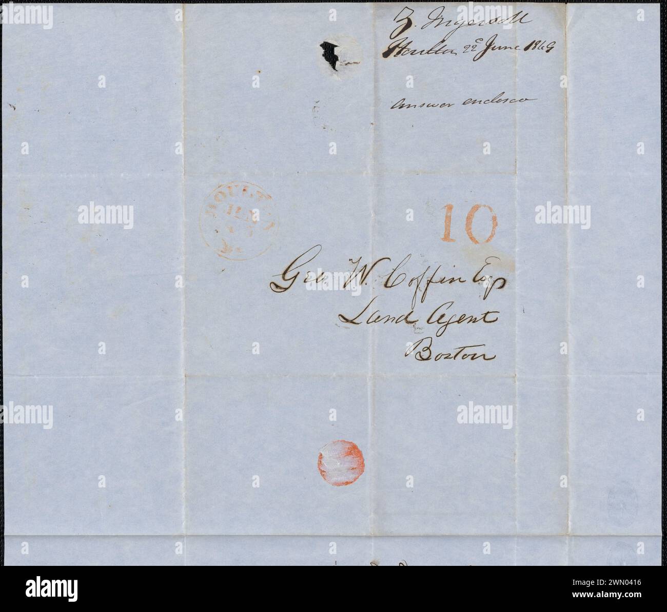 Z. Ingersoll to George Coffin, 22 June 1849. Z. Ingersoll to George ...