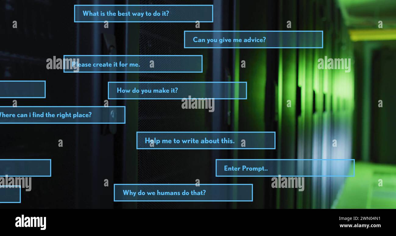 Image of ai text and data processing over computer servers Stock Photo ...