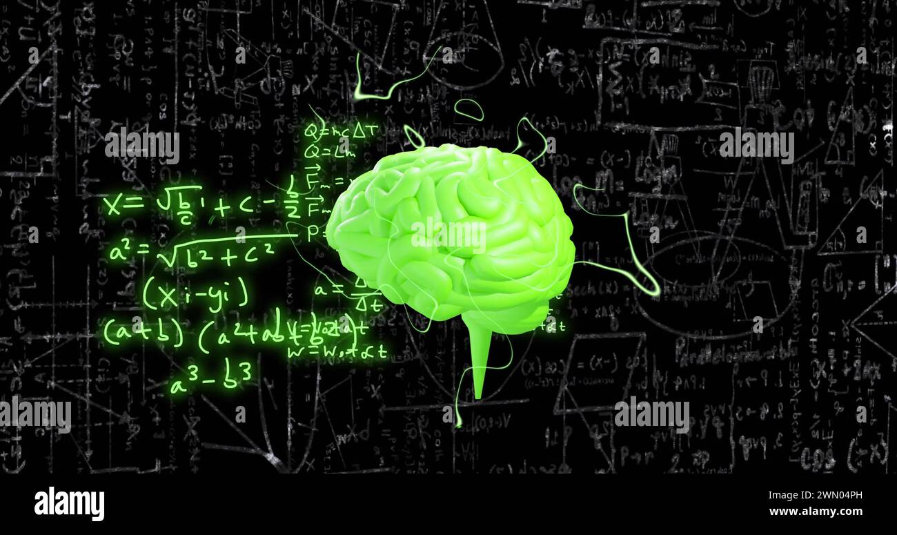 Image of human brain and mathematical data processing Stock Photo - Alamy