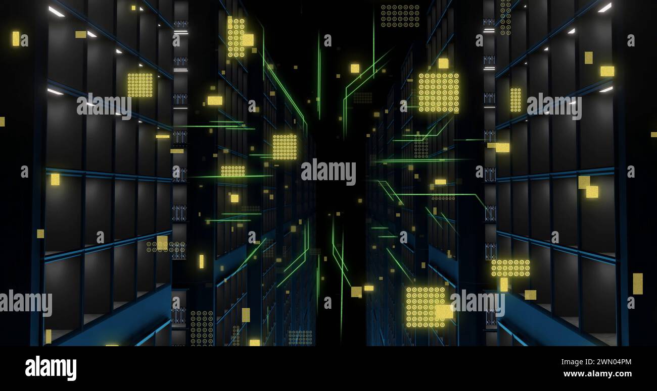 Image of ai connections and data processing over computer servers Stock Photo - Alamy