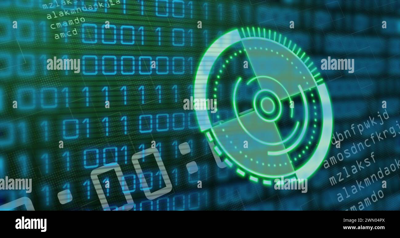 Image of scope scanning over data processing Stock Photo - Alamy