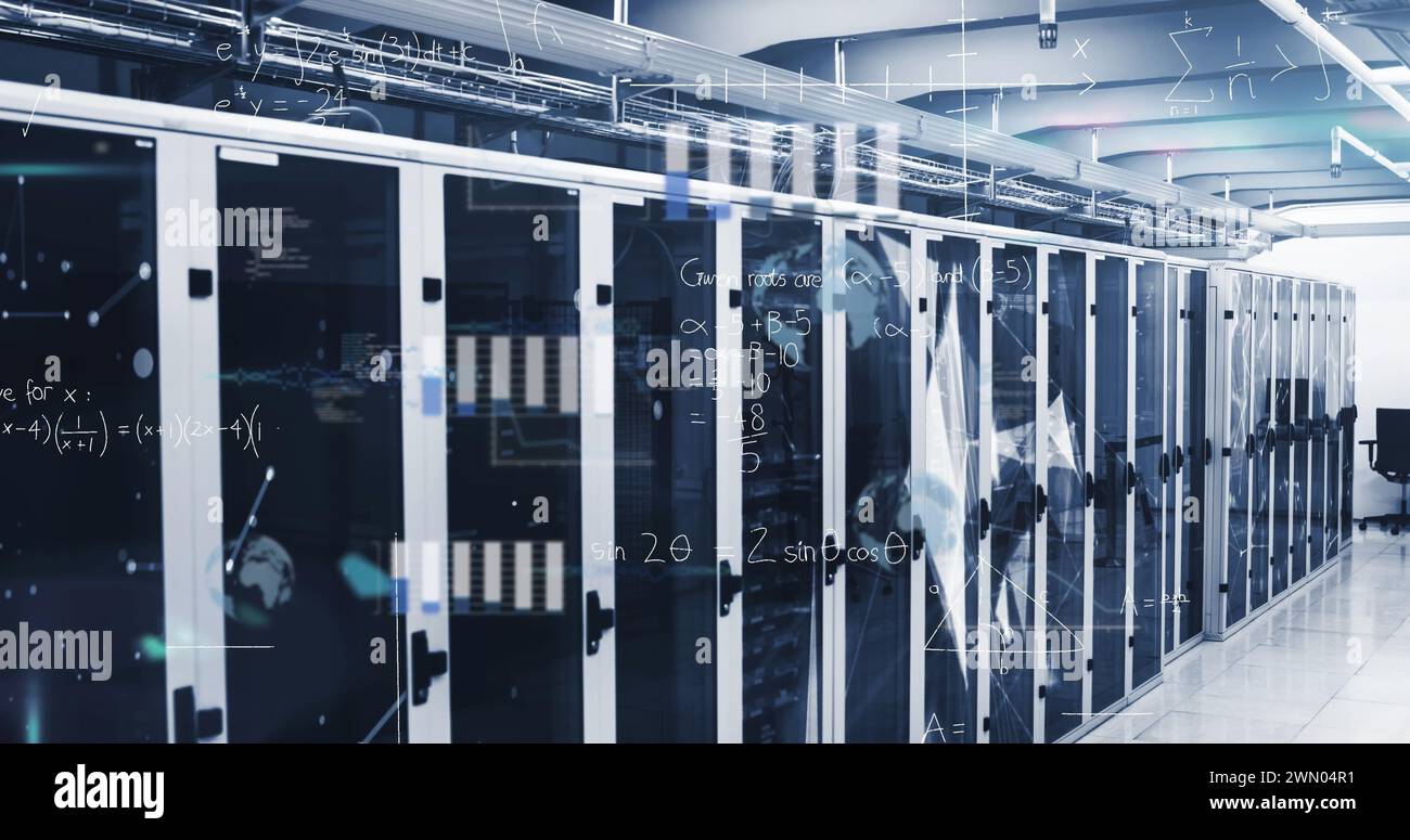 Image Of Data Processing And Mathematical Equations Against Computer