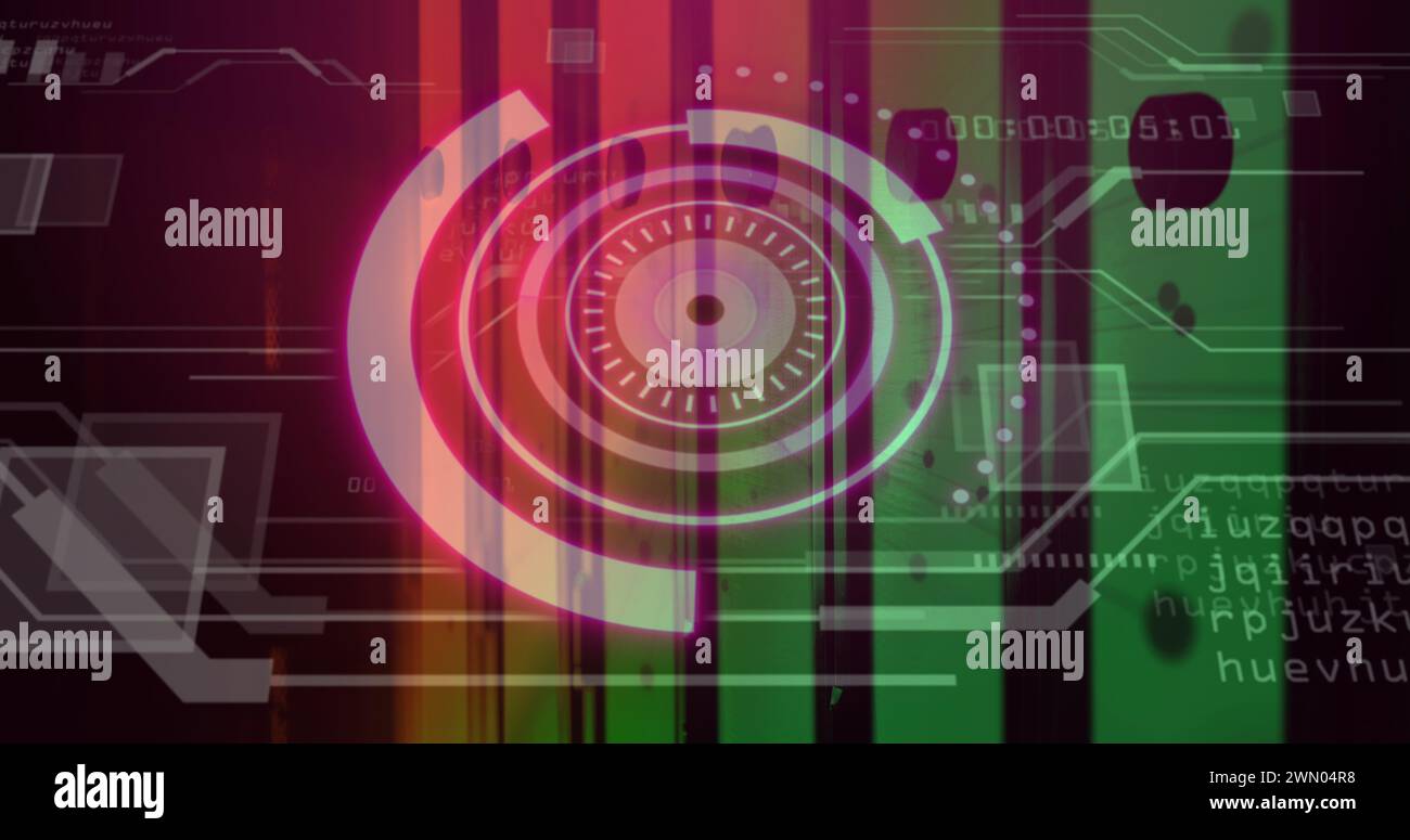 Image of scope scanning with data processing over server room Stock Photo - Alamy