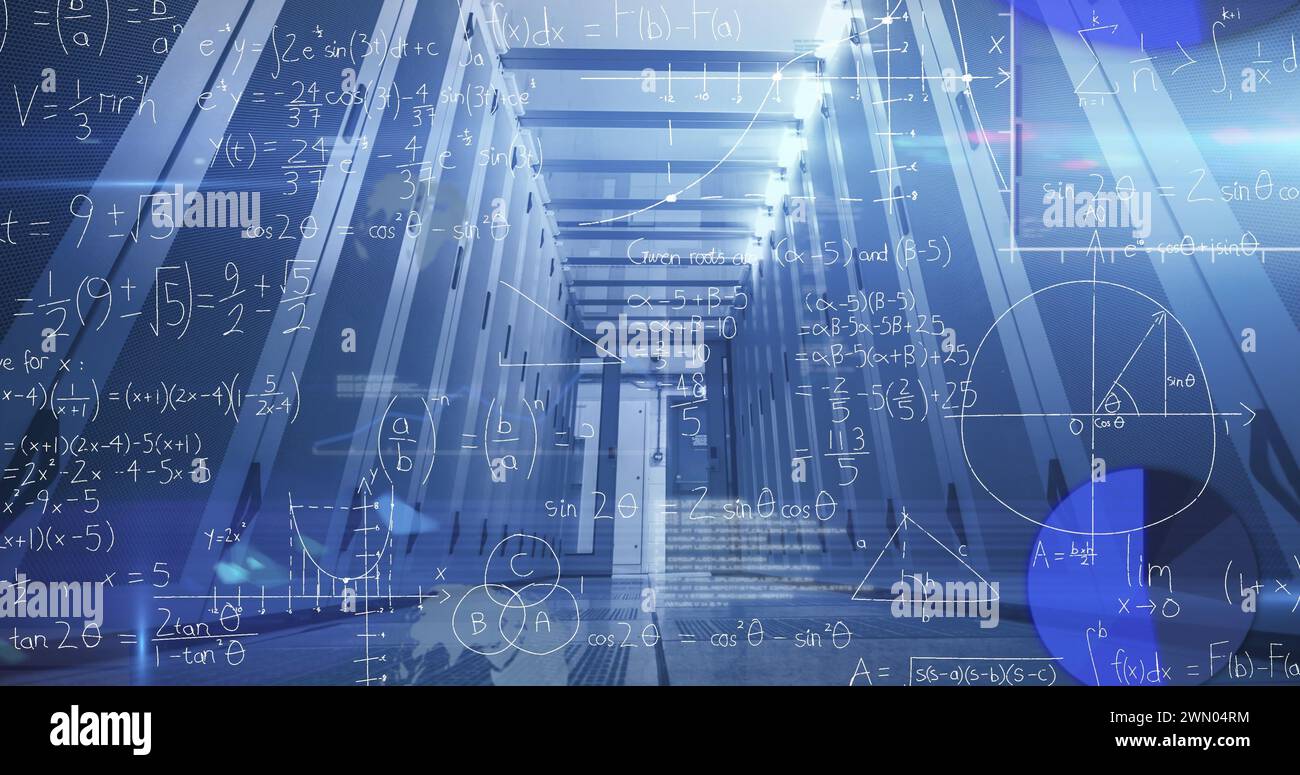 Image Of Data Processing And Mathematical Equations Against Computer