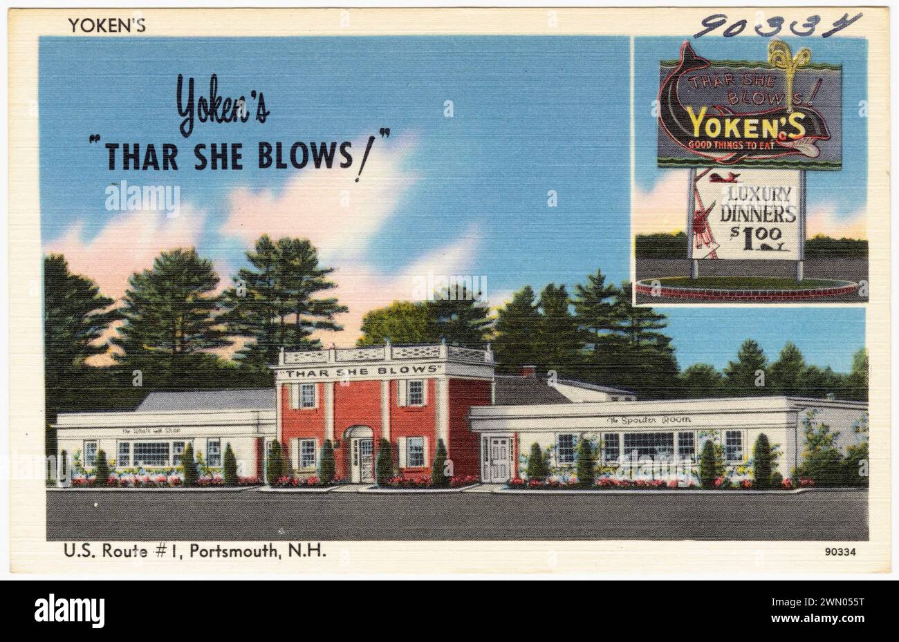Yoken's "Thar She Blows!", U.S. Route #1, Portsmouth, N.H.. Yoken's ...