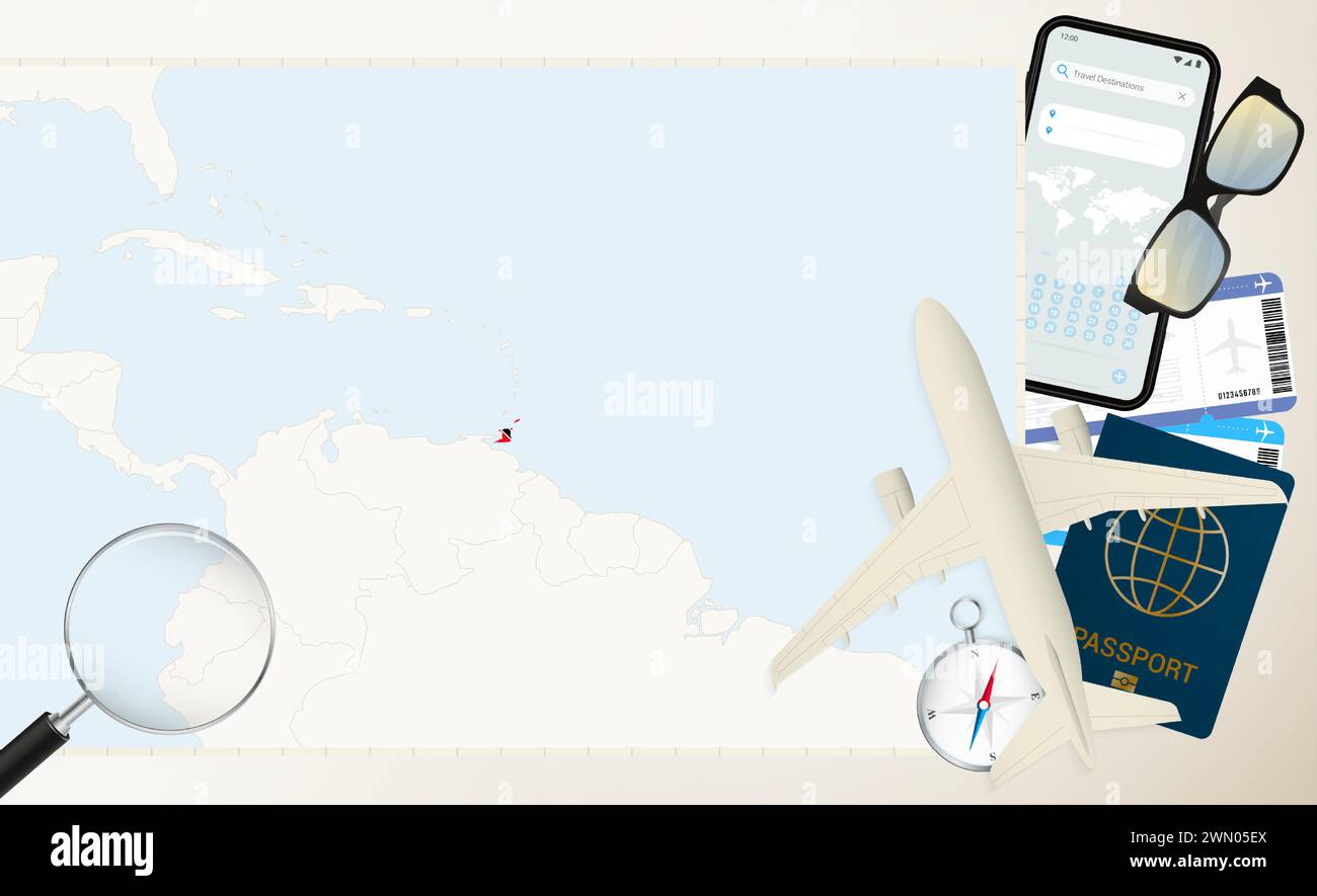 Trinidad and Tobago map and flag, cargo plane on the detailed map of ... Trinidad and Tobago map and flag, cargo plane on the detailed map of ...