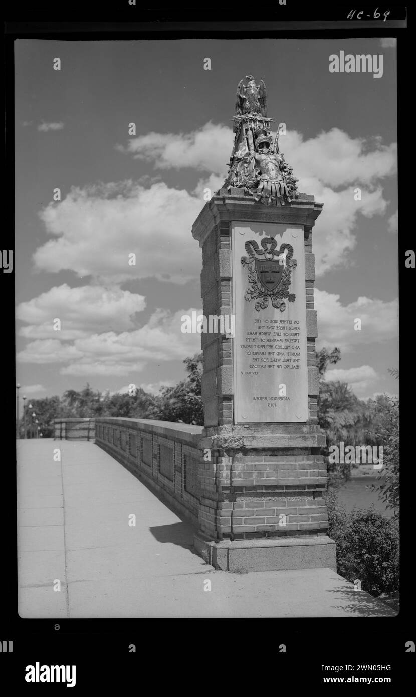 Decorative pylon of Larz Anderson Bridge. Decorative pylon of Larz ...