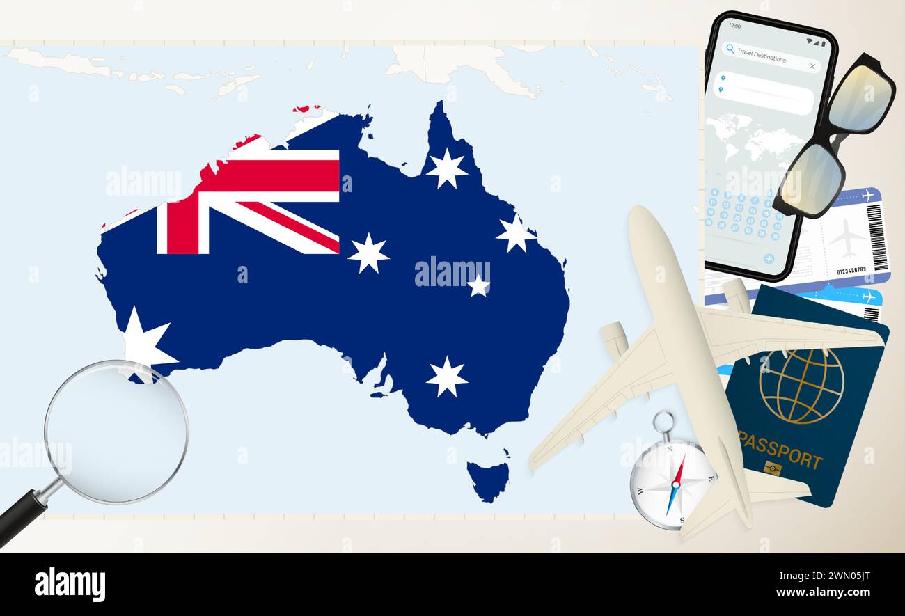 Australia map and flag, cargo plane on the detailed map of Australia ... Australia map and flag, cargo plane on the detailed map of Australia ...