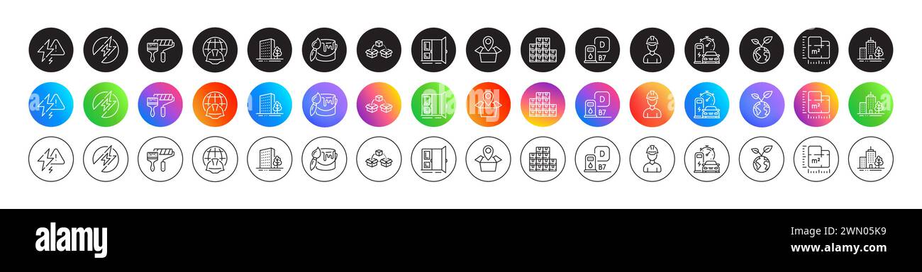 Foreman, Parcel shipping and Save planet line icons. For web app ...