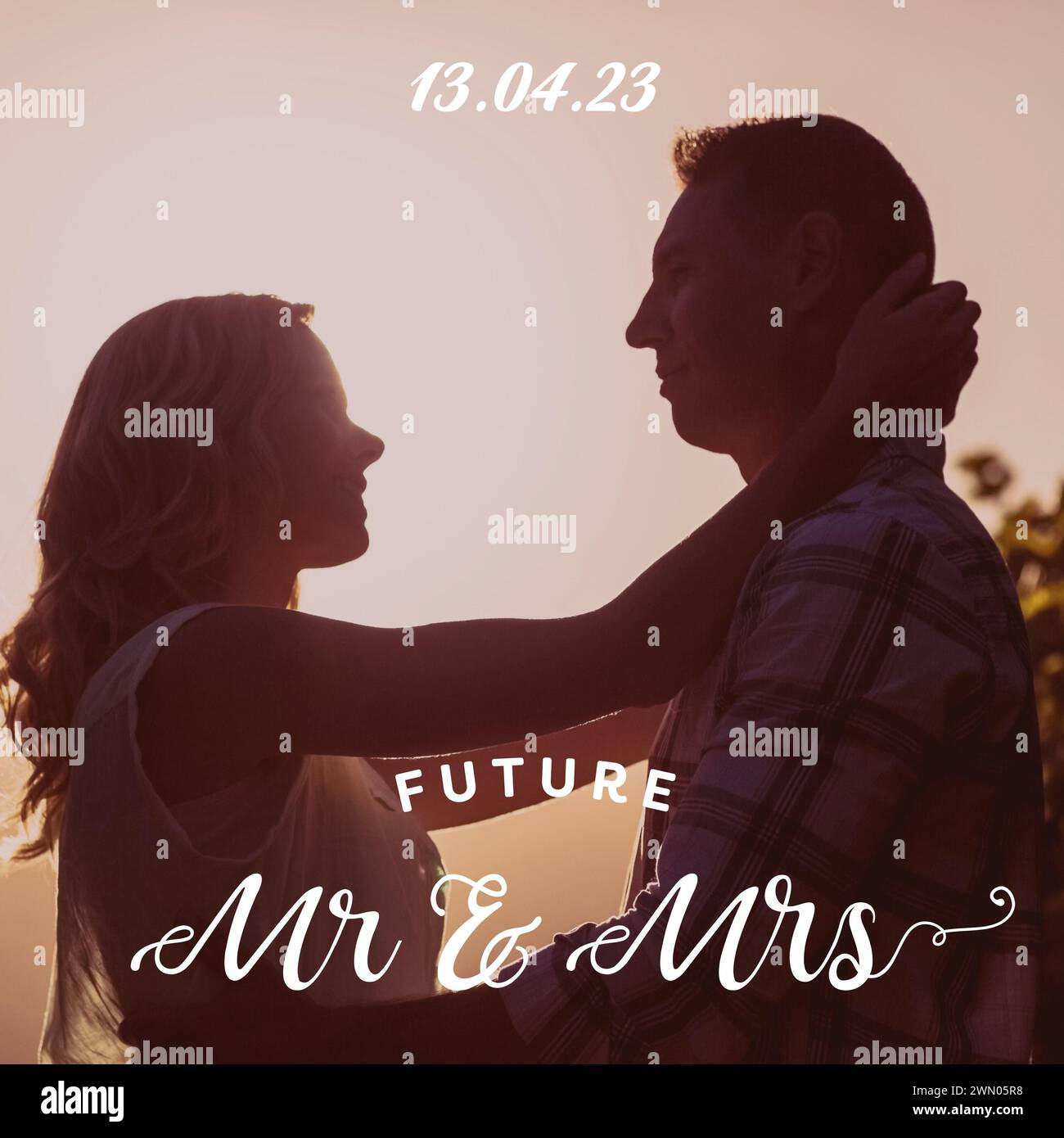 Celebrating love, a silhouette of a couple against a sunset, evoking ...