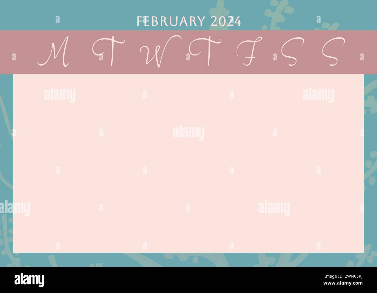 2024 February calendar template with floral design for planning and ...