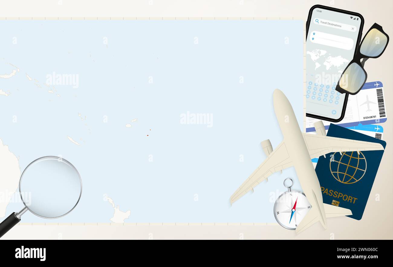 Tonga map and flag, cargo plane on the detailed map of Tonga with flag ...