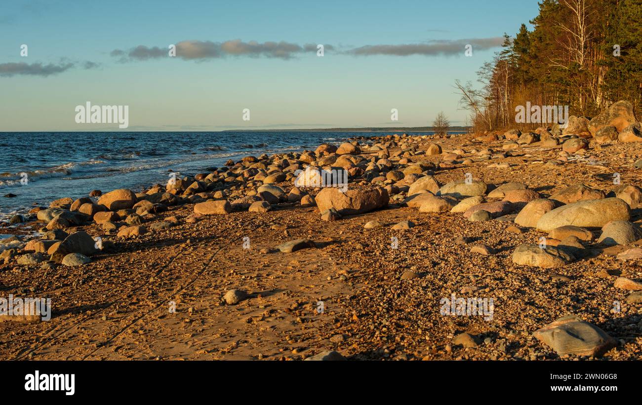 As day transitions into night, Veczemju Klintis Beach in Latvija ...
