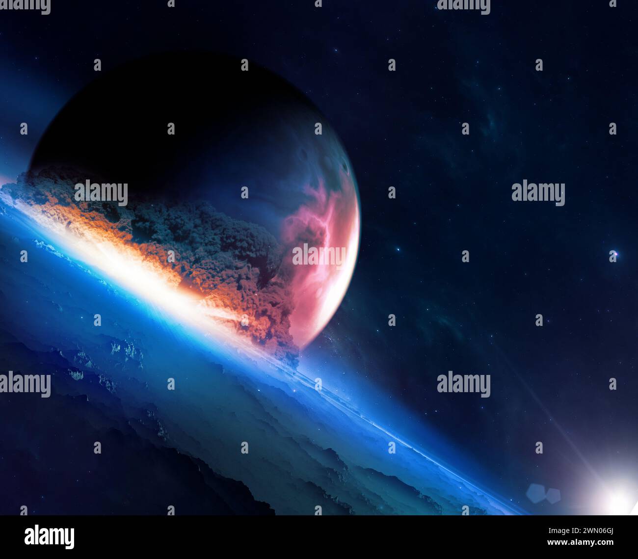 Planet, collision between planets, explosion, destruction, space ...